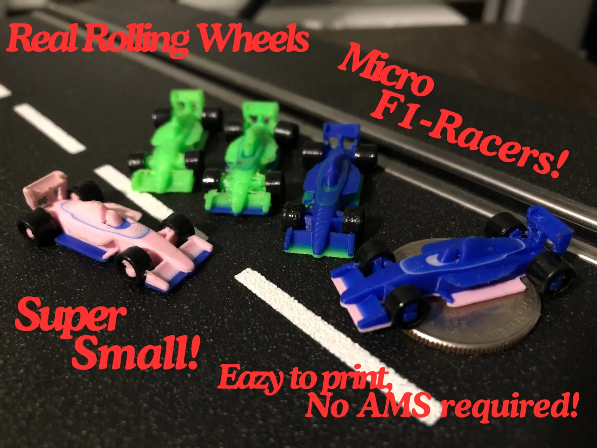 带滚动轮的微型/迷你F1赛车 来自 Nate - MakerWorld