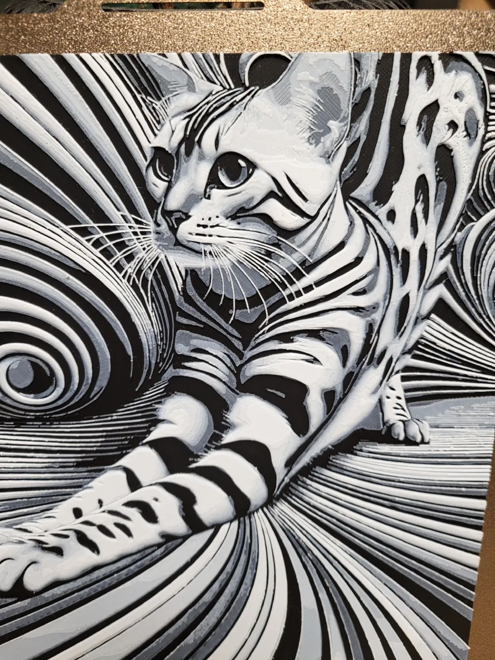 抽象猫 - Hueforge - 黑白 191x235 - 免费 3D 打印模型 - MakerWorld