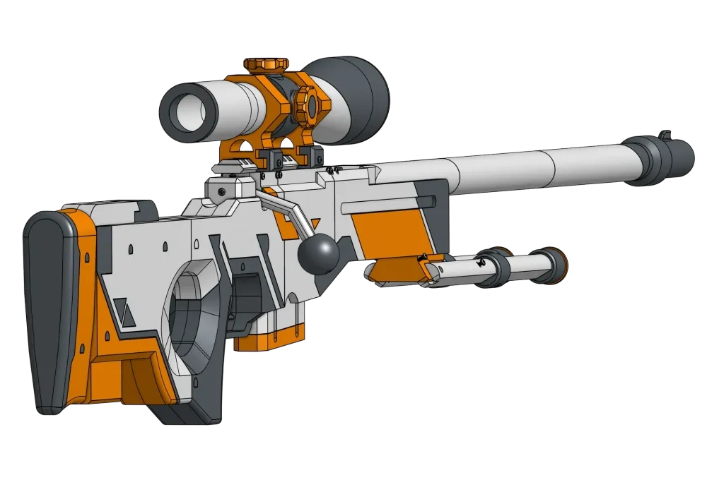 AWP Asiimov Sniper Rifle (Rubber Band Gun) 来自 THE MOC CHANNEL - MakerWorld