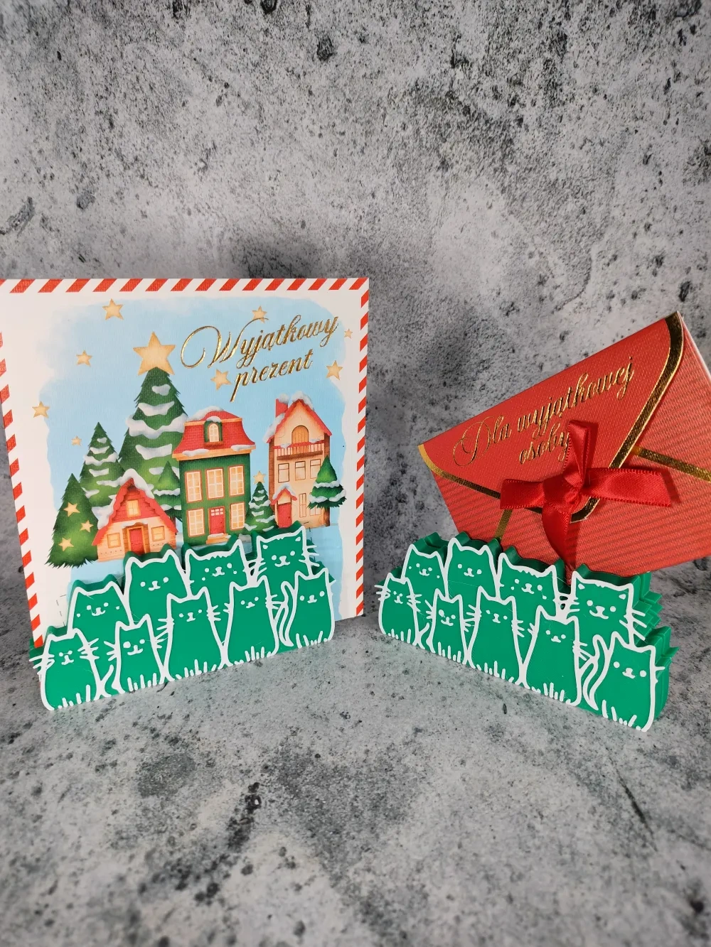 猫用于圣诞卡或照片 来自 Kotka_Stokrotka MakerWorld：免费下载 3D 模型