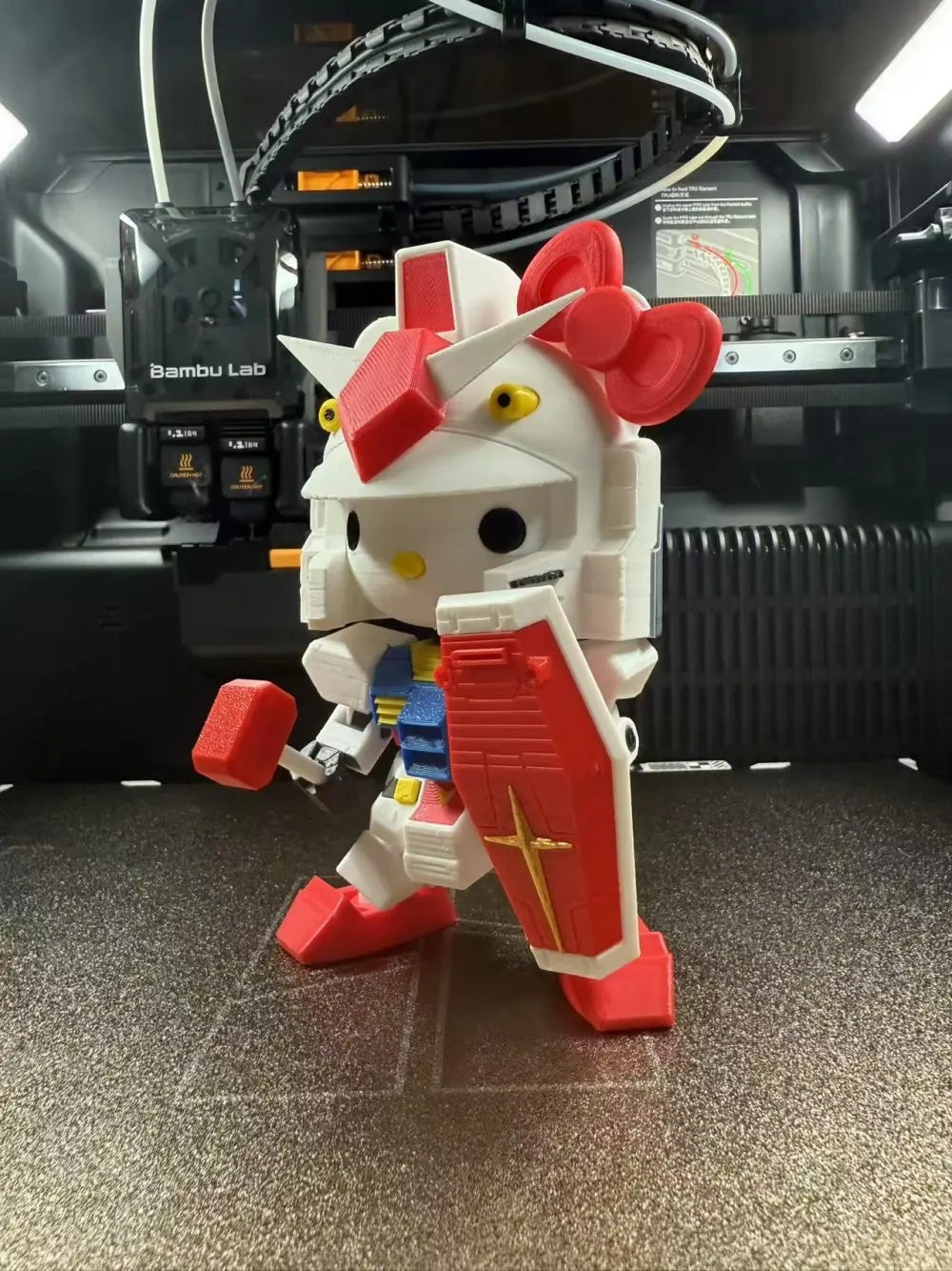 No AMS- 可动HelloKitty高达（近百零件/160g/6.5h） 来自 肌肉弗兰奇 MakerWorld：免费下载 3D 模型