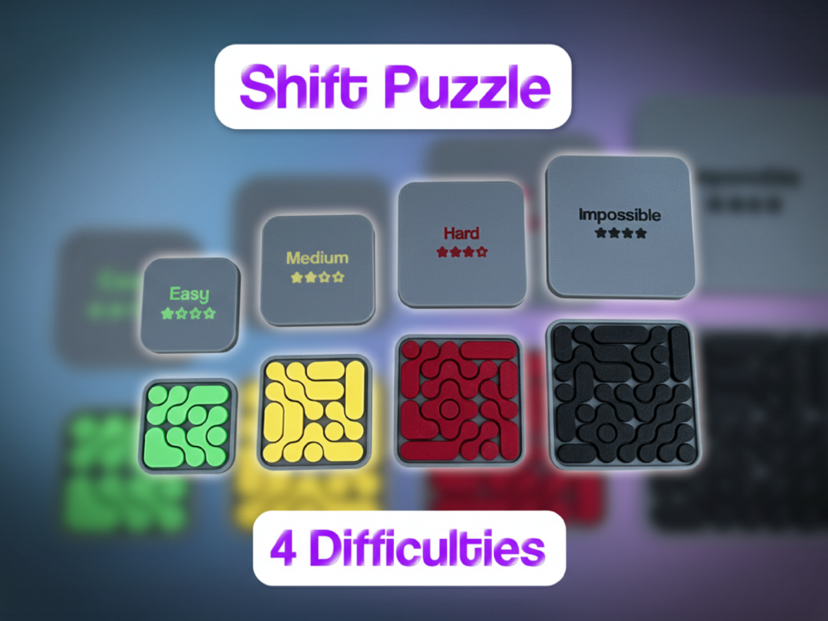 Shift-Puzzle | 盖内含提示的4种难度 来自 Denka MakerWorld：免费下载 3D 模型