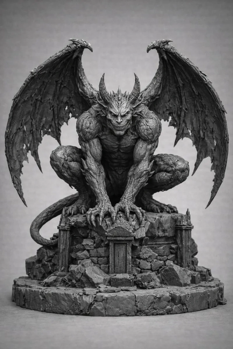 深渊石像鬼 - 黑暗哨兵雕像 - 免费 3D 打印模型 - MakerWorld