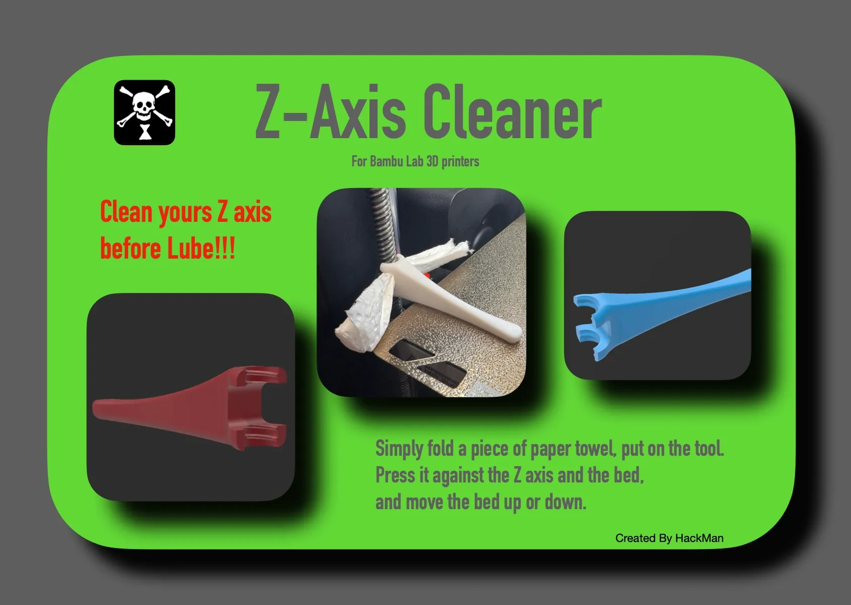 Z-axis Cleaner Tool - Z轴清洁工具 来自 HackMan - MakerWorld