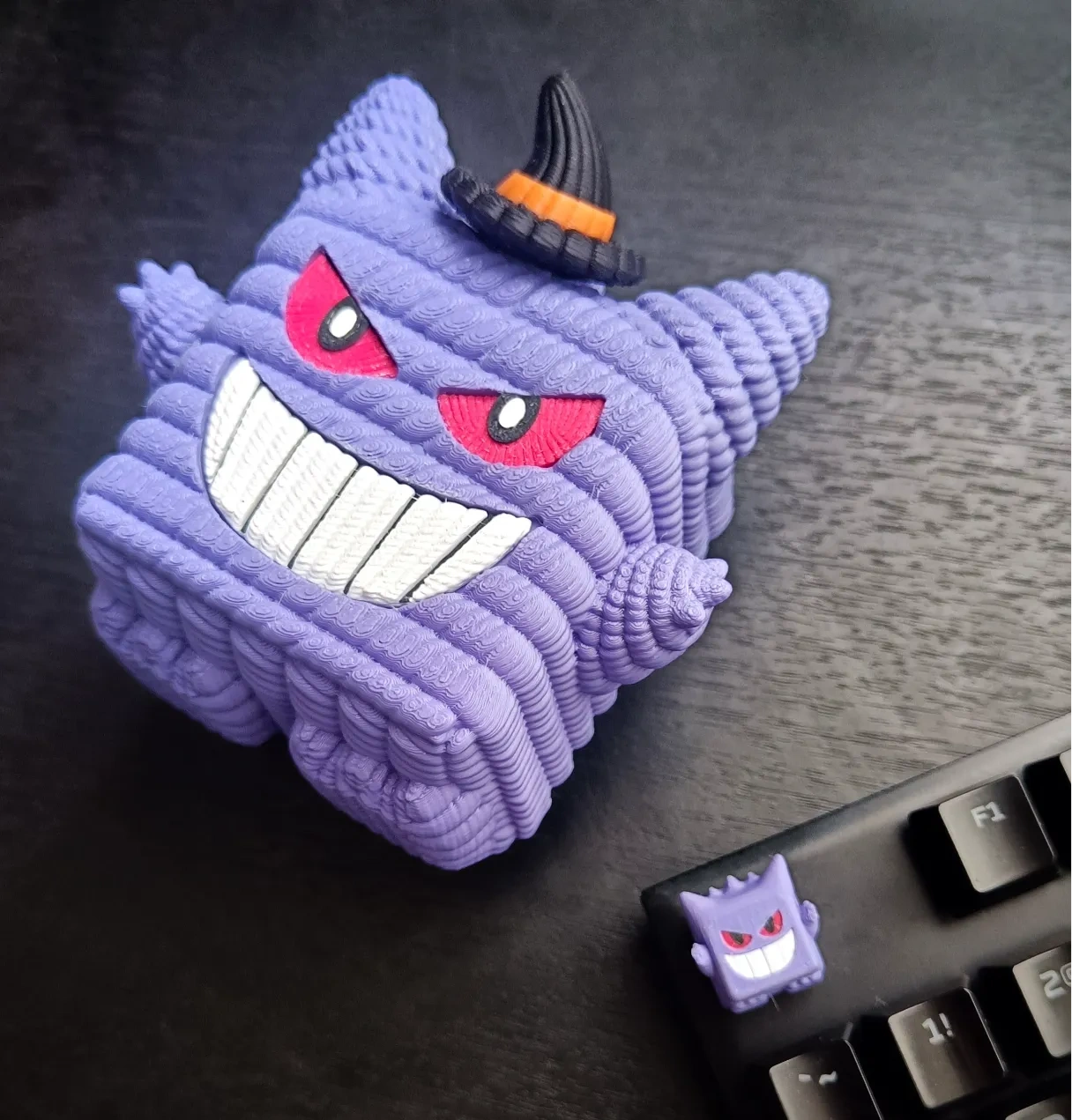 Halloween Gengar Keycap Fidget Container 来自 Hiko 3DMakerWorld：免费下载 3D 模型