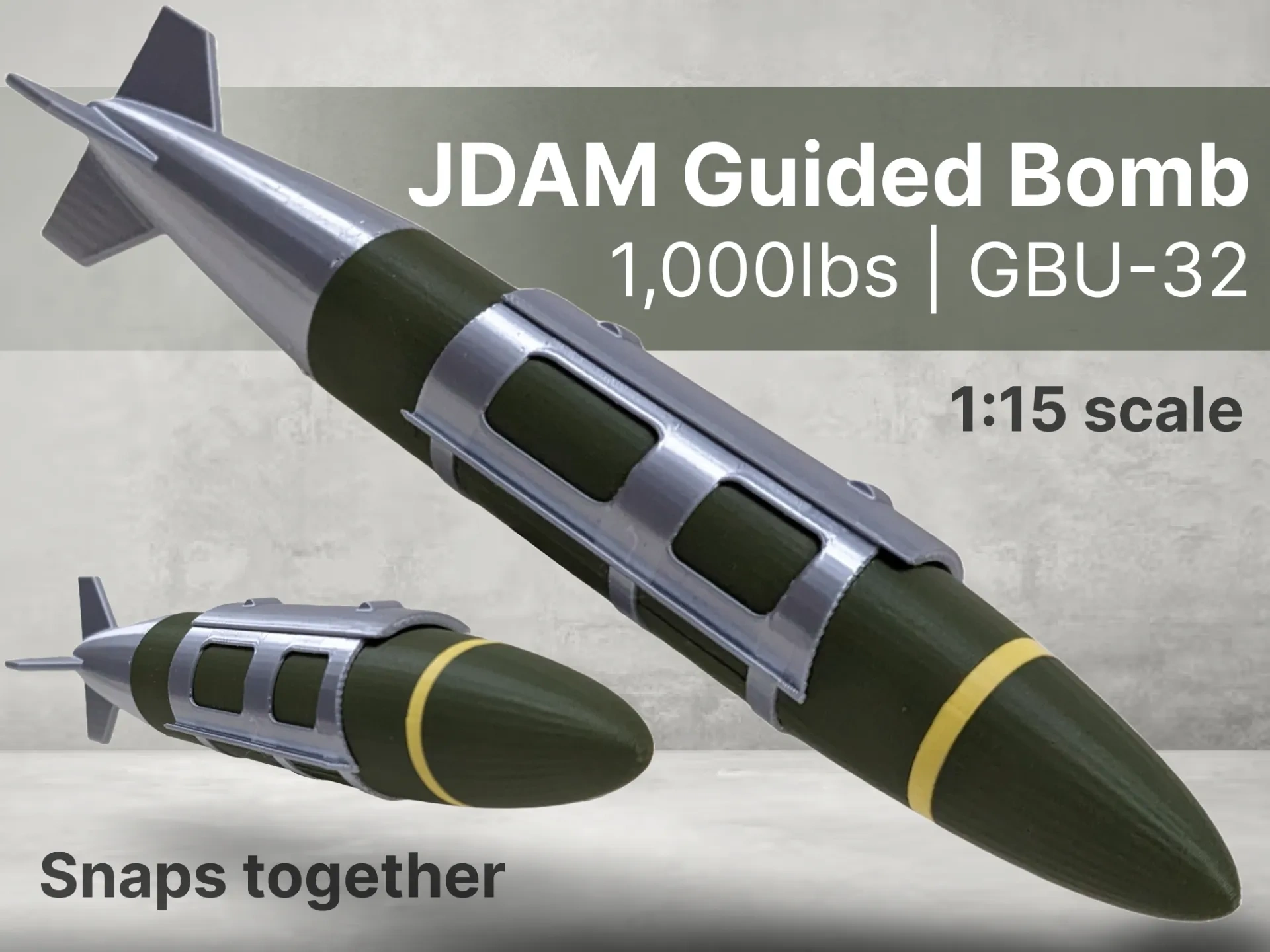 JDAM 1,000磅制导炸弹GBU-32（可自动装配） 来自 Rexi Labs - MakerWorld