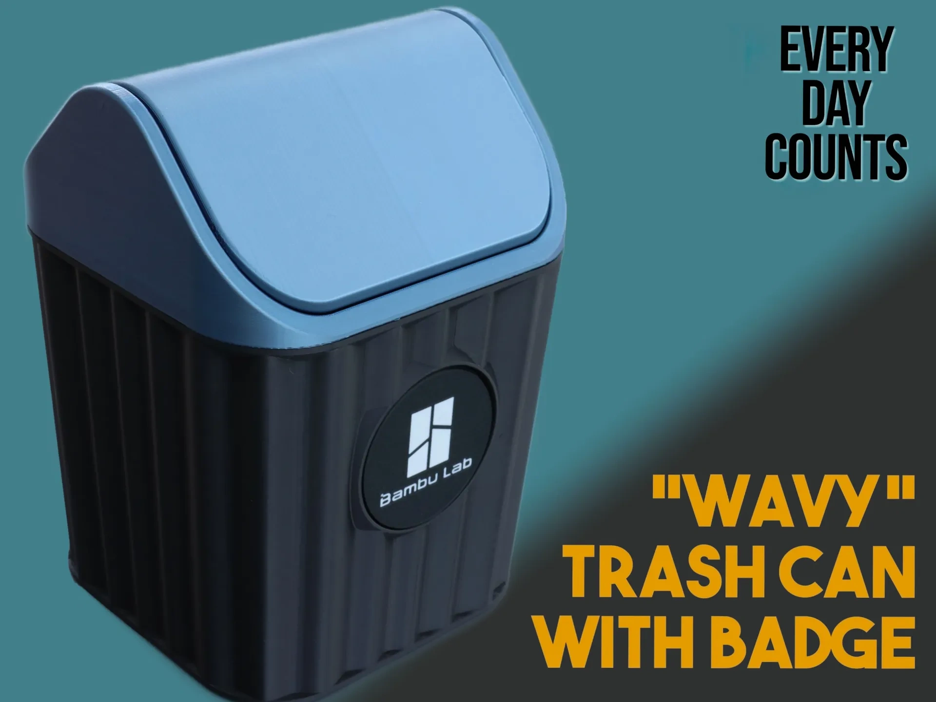 "Wavy" Trash Can with badge 来自 Every Day Counts - MakerWorld