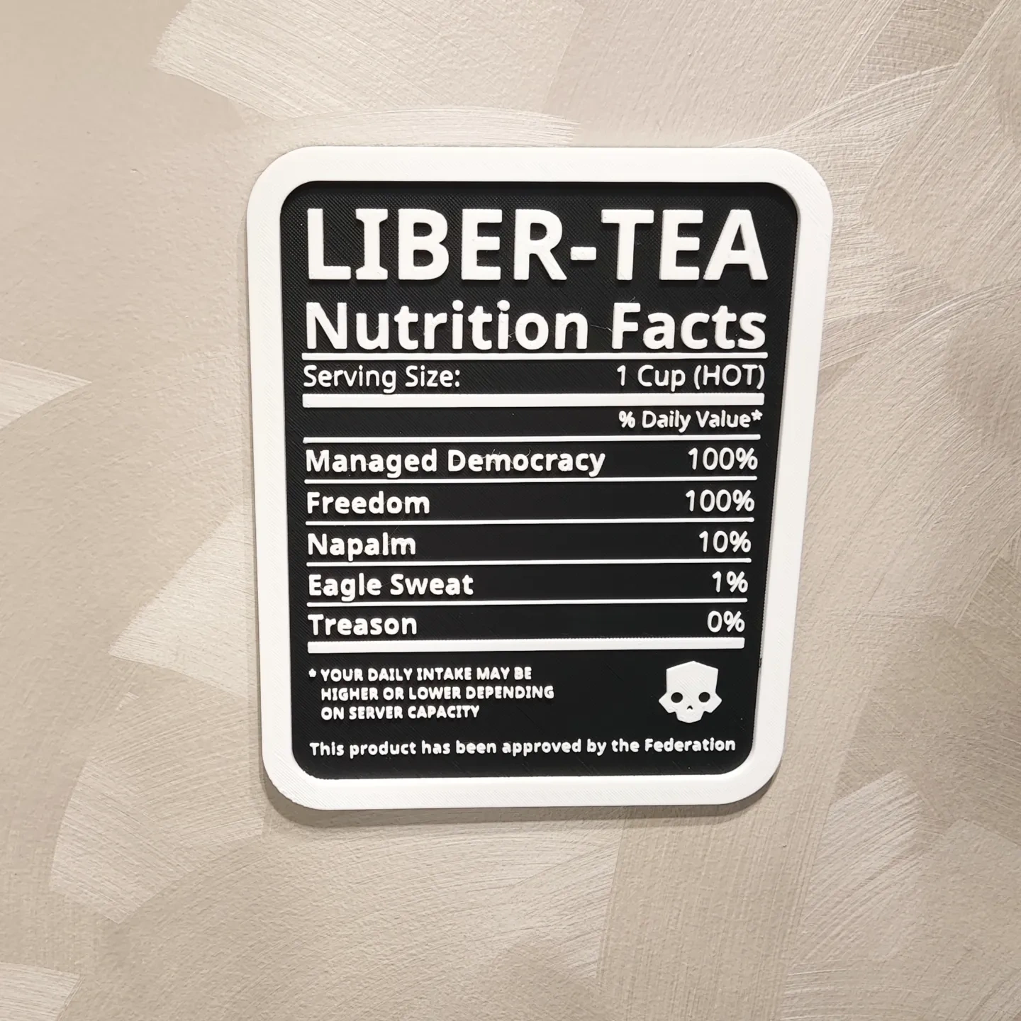 Helldivers 2 LIBER-TEA Nutritional Facts 2D Art V2 来自 ASTDrones ...