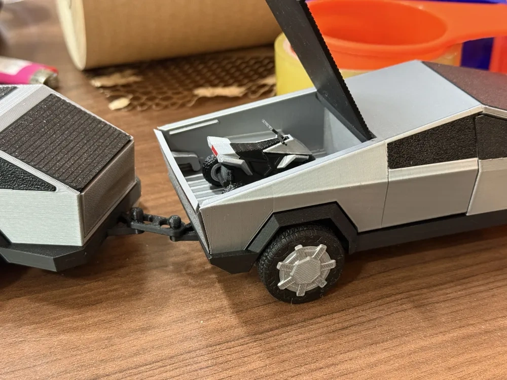 Tesla Cybertruck + 拖车 + 自行车 - 免费 3D 打印模型 - MakerWorld