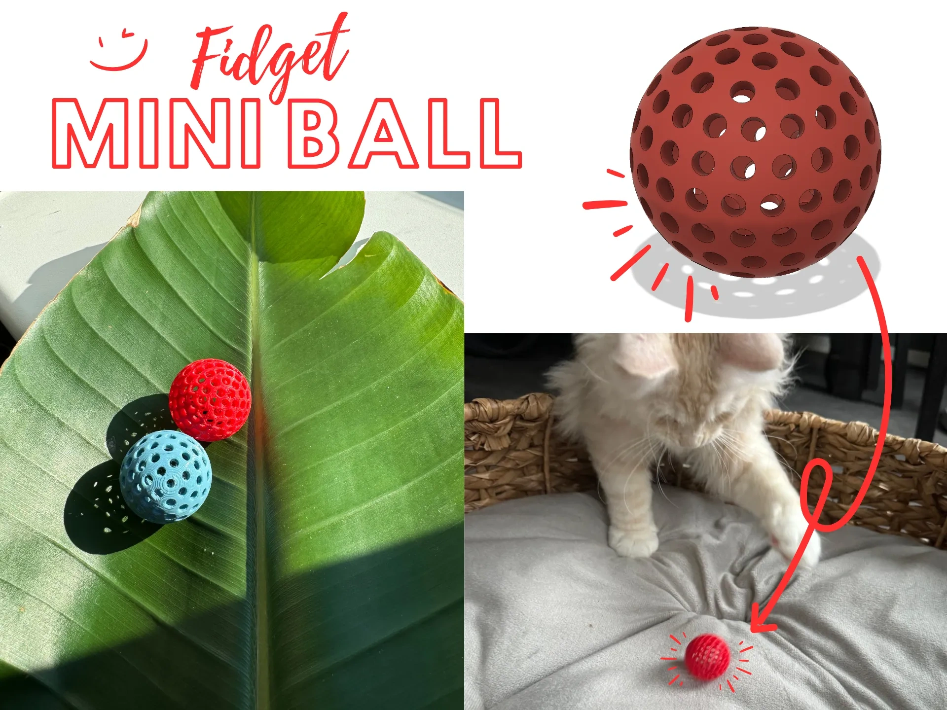Cat Fidget Toy - Mini Ball edition 来自 Tim MakerWorld：免费下载 3D 模型