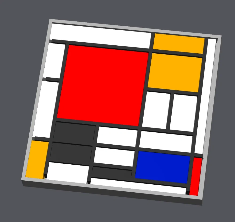 蒙德里安-红蓝黄构图拼图 来自 sexymiao - MakerWorld