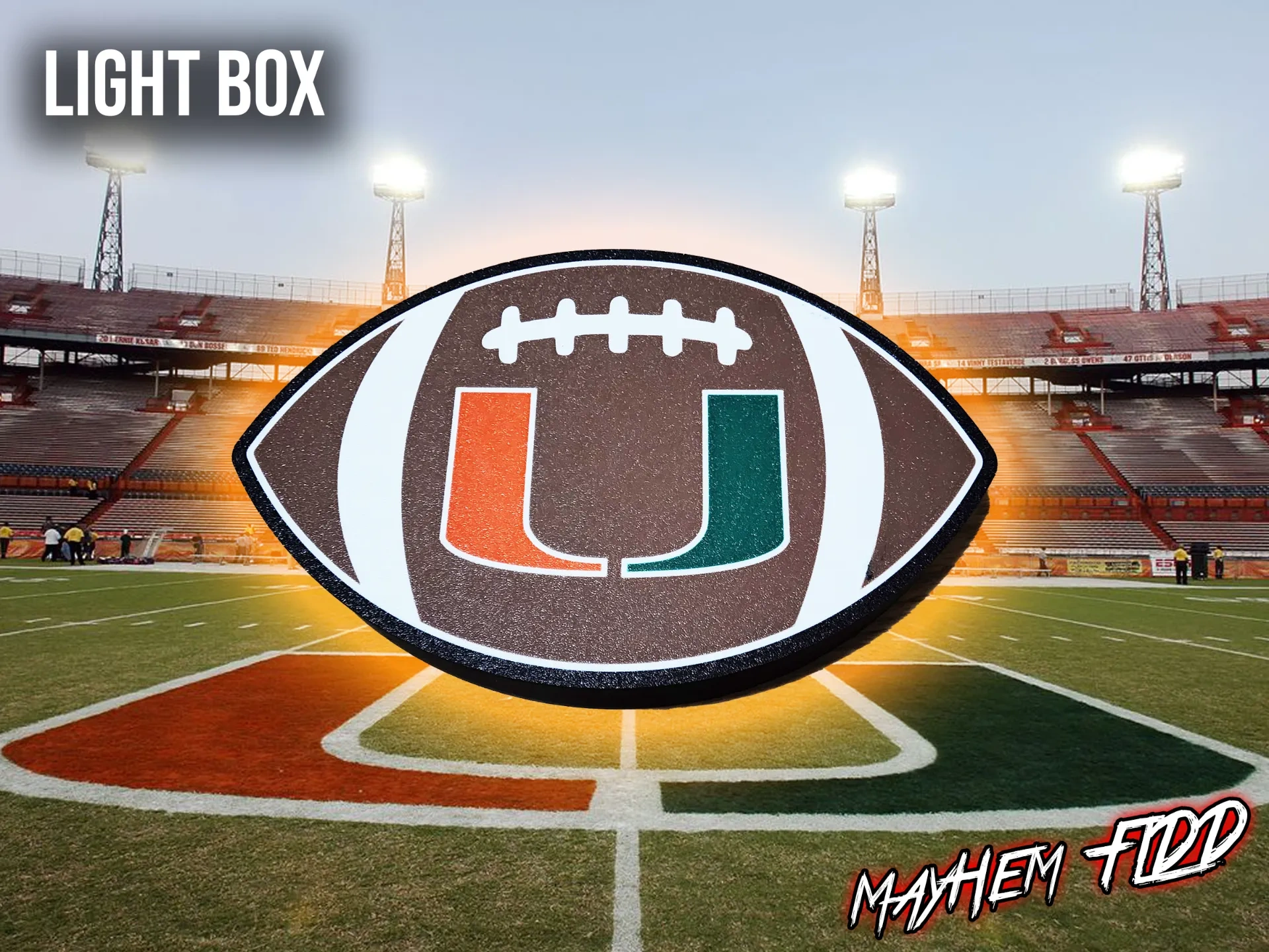 Miami Hurricanes Football LED Light Box 来自 MayHem - MakerWorld