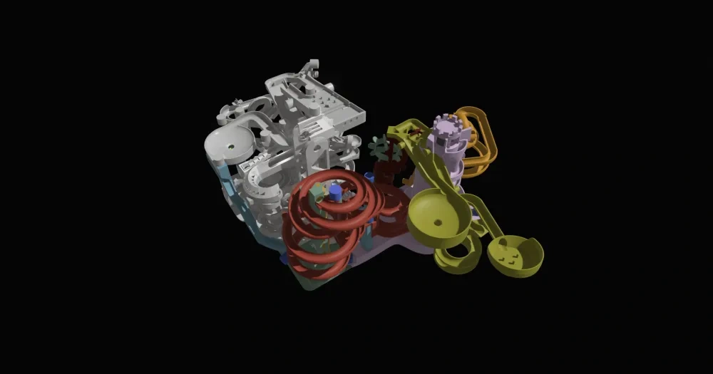 5-Ways过山车与塔式弹珠跑道连接器 来自 MplusM MakerWorld：免费下载 3D 模型