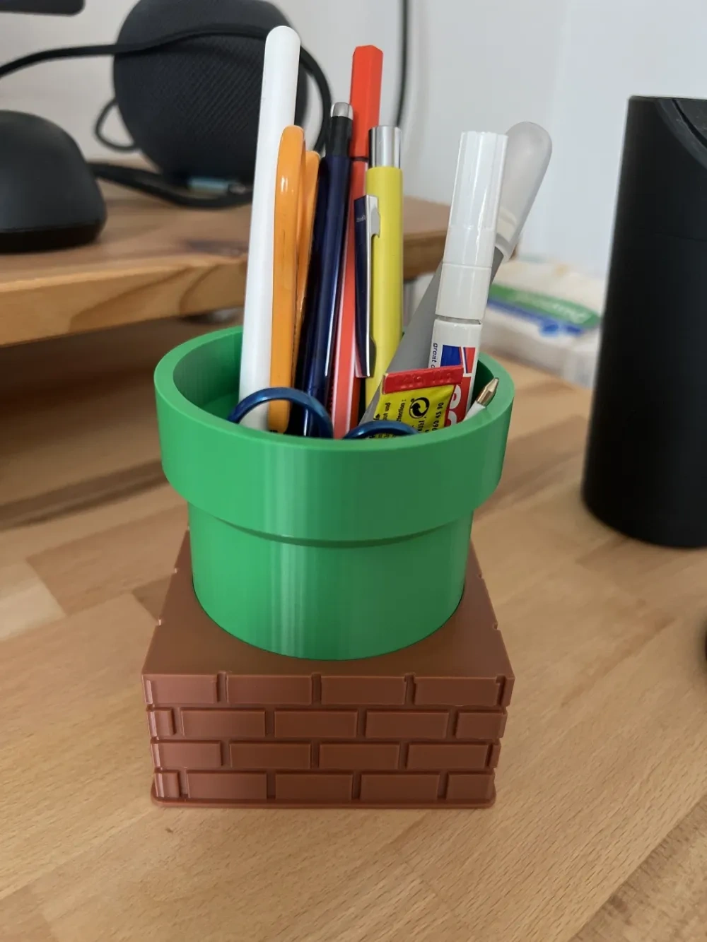 马里奥管道笔架（无需支撑） - 免费 3D 打印模型 - MakerWorld