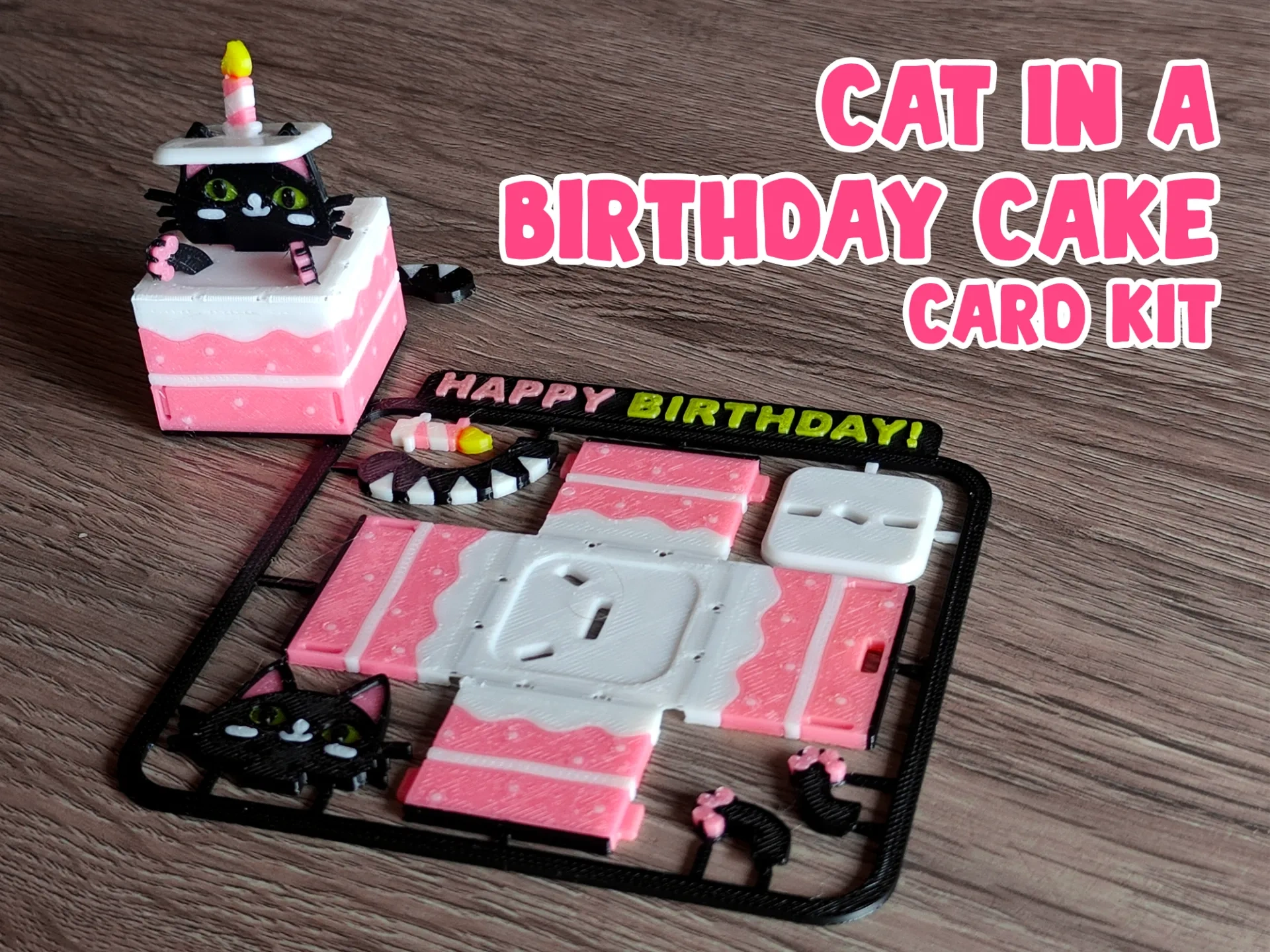 猫形生日蛋糕套卡 来自 VlietDesign MakerWorld：免费下载 3D 模型