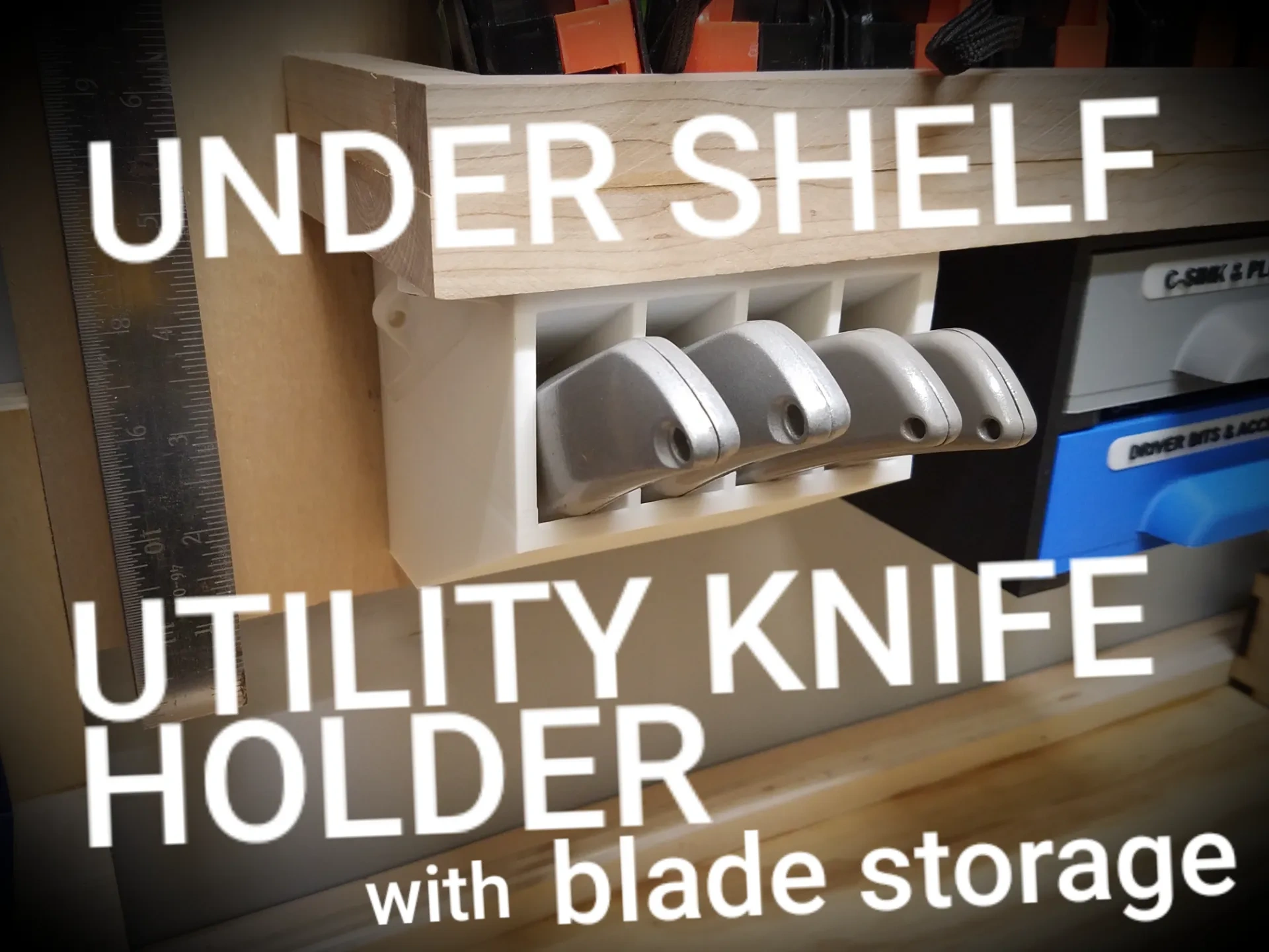 Under Shelf Utility Knife Holder with Blade Drawer 来自 ShopTeacher ...