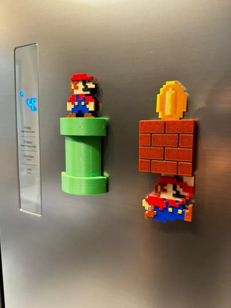 Mario In/Out Pipe & Crush Coin Brick Fridge Magnet 来自 Rocketlab Design ...