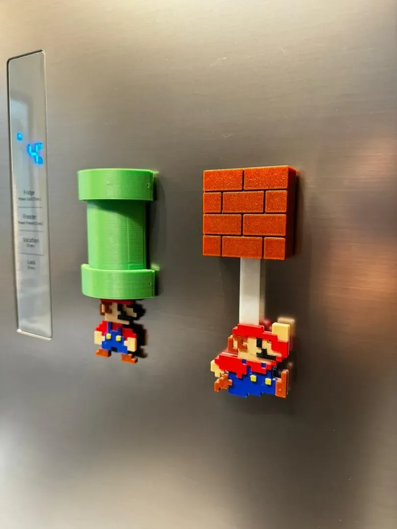 Mario In/Out Pipe & Crush Coin Brick Fridge Magnet 来自 Rocketlab Design ...