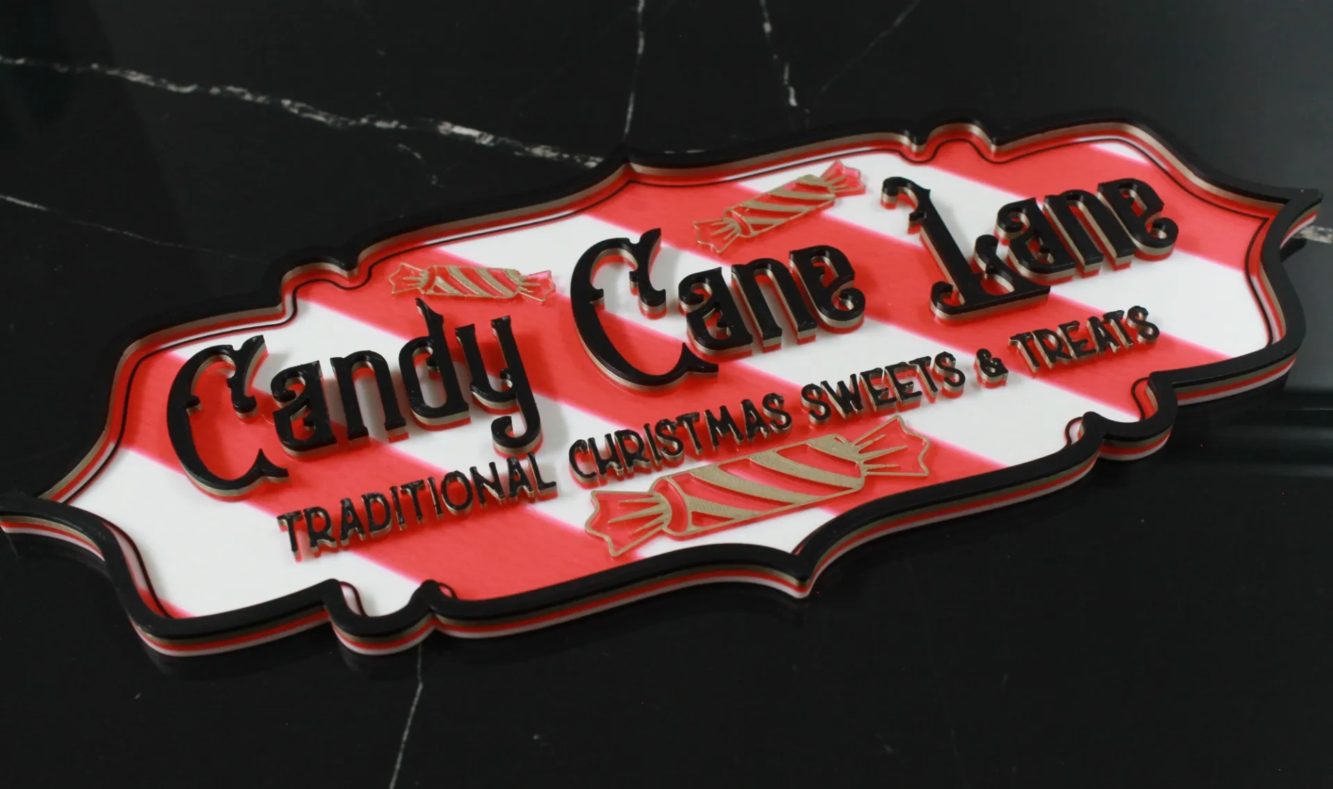Candy Cane Lane Layered Art Sign 来自 TheGunPsychiatrist - MakerWorld