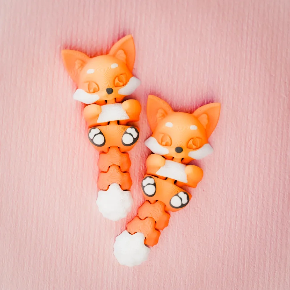 可爱的可动狐狸 来自 Amy CR MakerWorld：免费下载 3D 模型