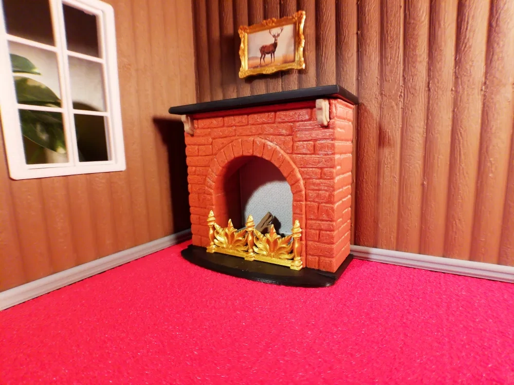娃娃屋 - 舒适壁炉 - 免费 3D 打印模型 - MakerWorld