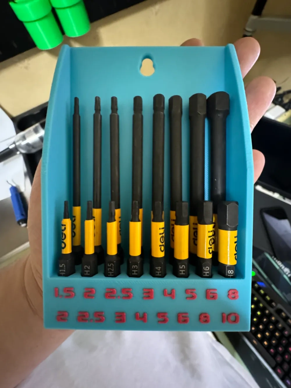 得力deli 16支 6.35mm内六角批头收纳双层可挂可平放多色型号 来自 一叶知秋 - MakerWorld