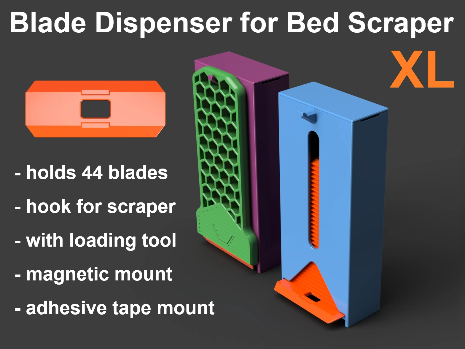 Bed Scraper XL刀片分发器 来自 ThreeD-Michael MakerWorld：免费下载 3D 模型