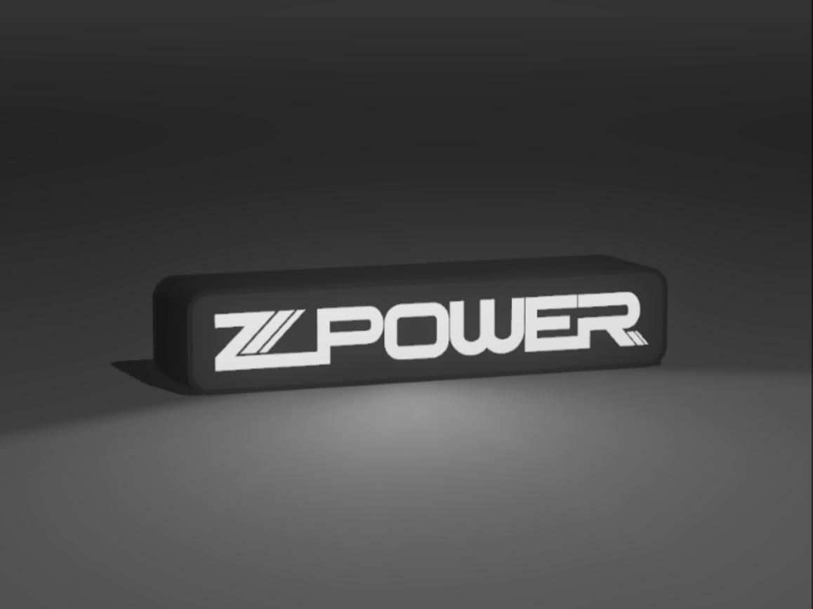ZPOWER OG Logo灯箱 来自 JimiZhouMakerWorld：免费下载 3D 模型