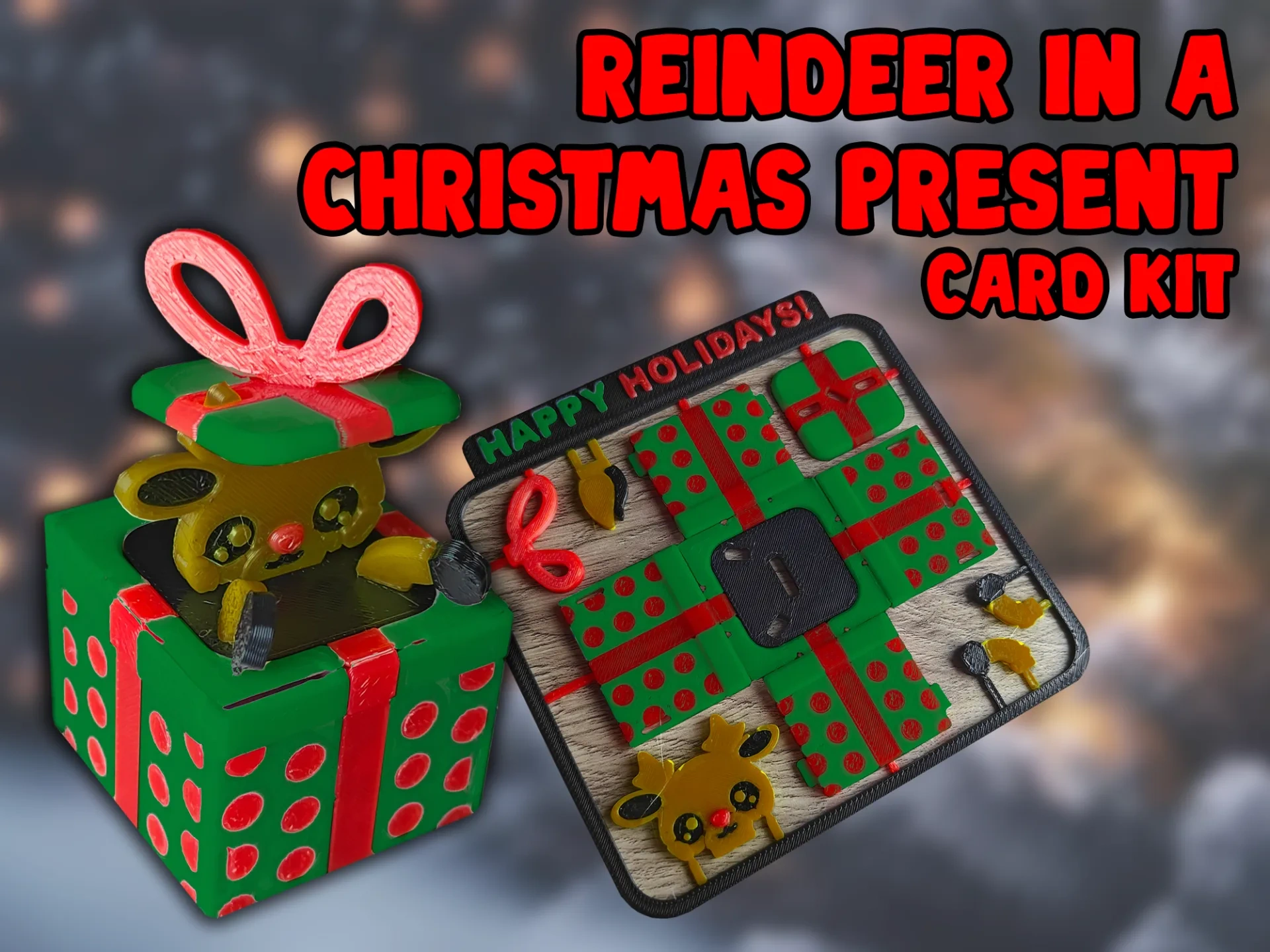 圣诞礼物盒中的驯鹿卡片 来自 VlietDesign - MakerWorld