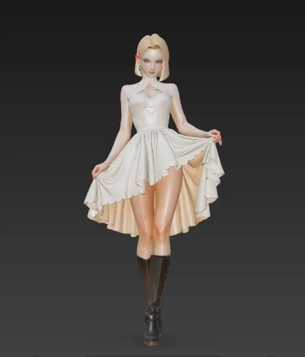 人造人18号连衣裙款白膜 - 免费 3D 打印模型 - MakerWorld