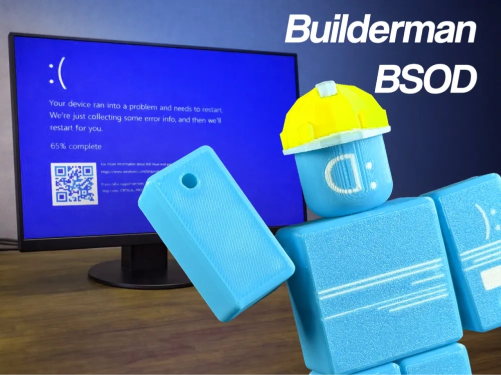 Roblox 被遗弃的 Builderman 蓝屏死机 迷你人偶 - 免费 3D 打印模型 - MakerWorld