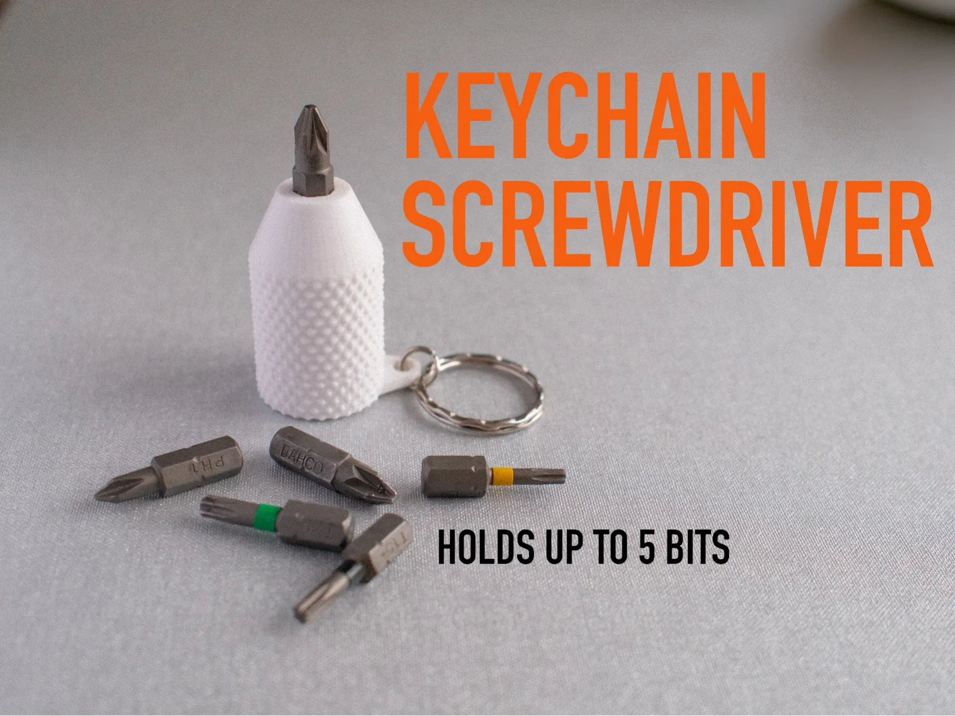 Keychain Travel Screwdriver, Holds 5 Bits Inside! 来自 Tim - MakerWorld
