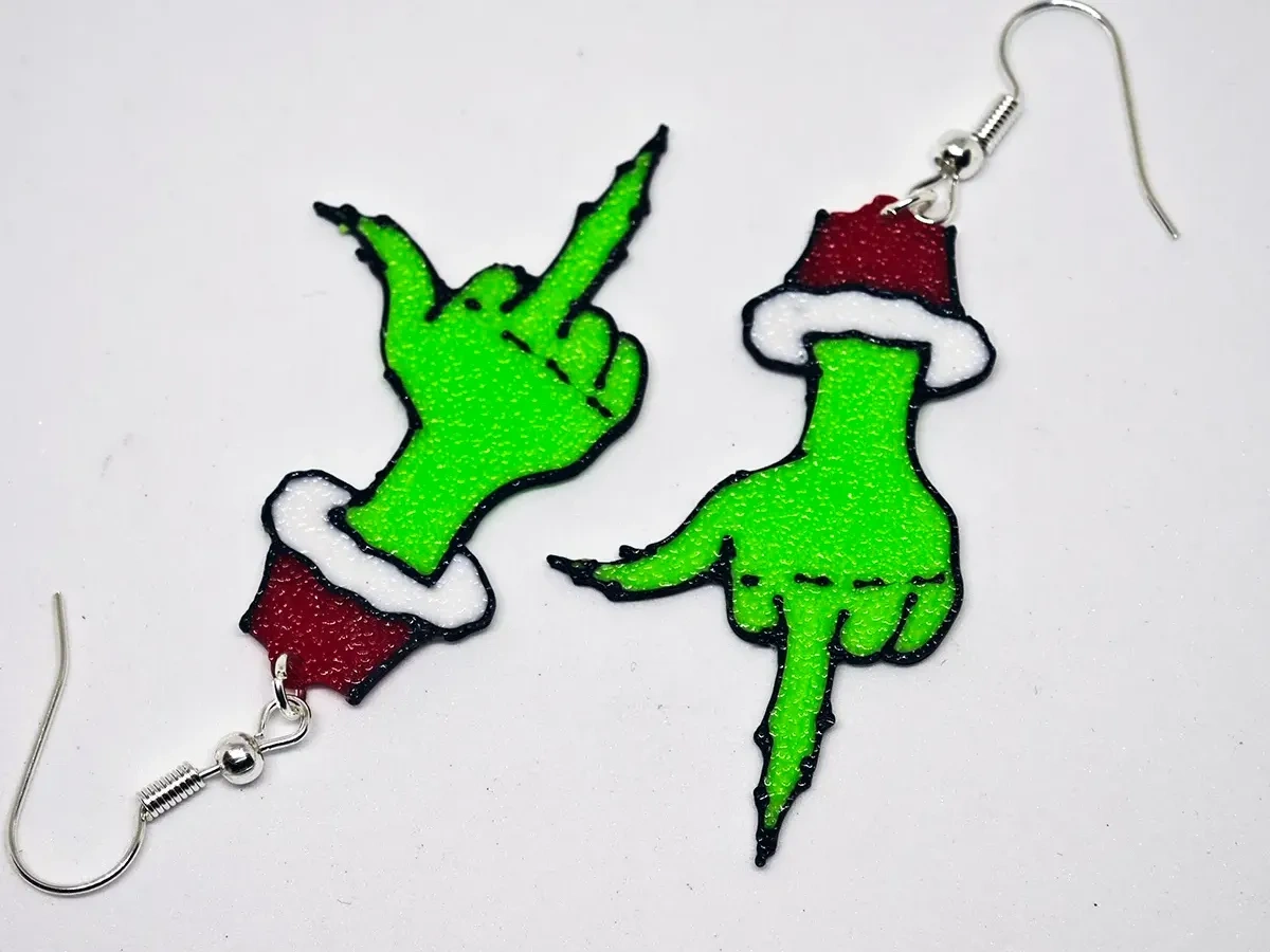 Grinch Middle Finger Earring (Christmas) 来自 EarRing 3D - MakerWorld