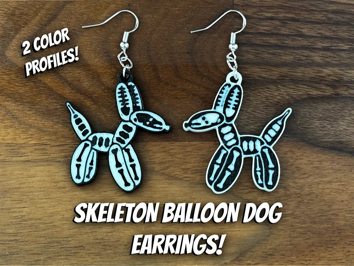 Balloon Dog Skeleton Halloween Earrings | Keychain 来自 Sulena 3D ...