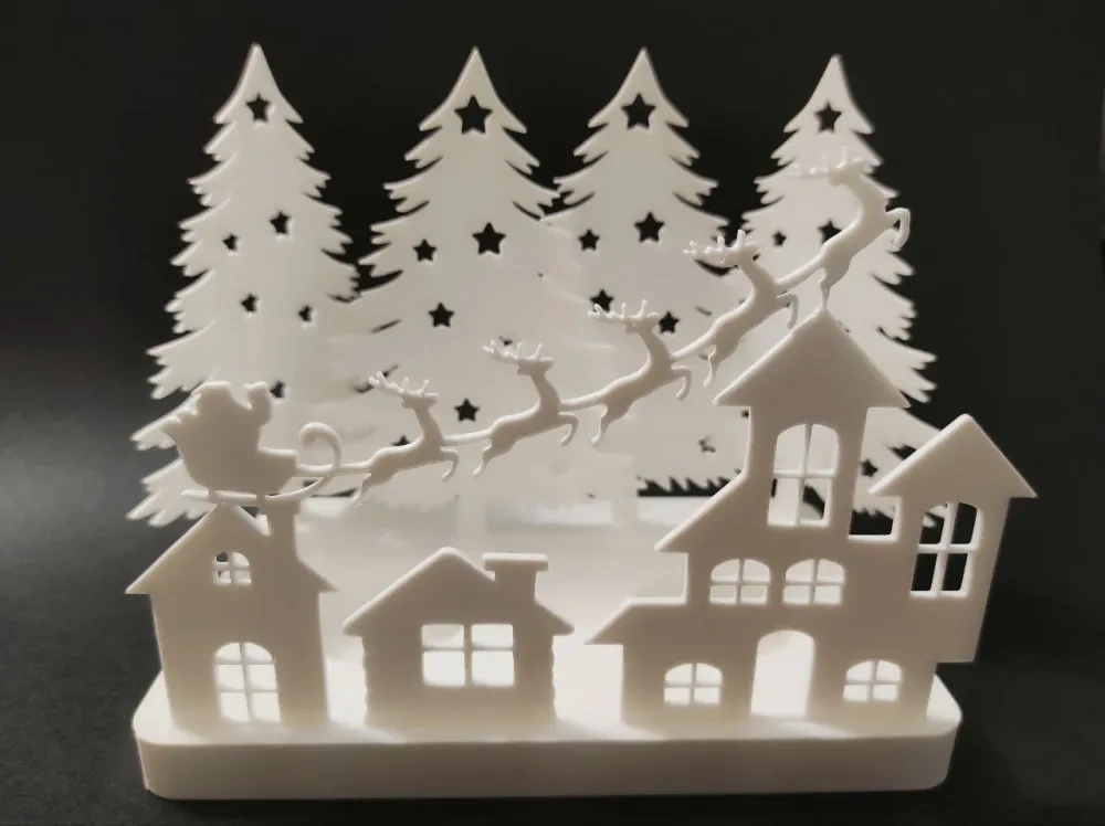 圣诞装饰 - 白色冬季村庄 来自 BlueShadovv MakerWorld：免费下载 3D 模型