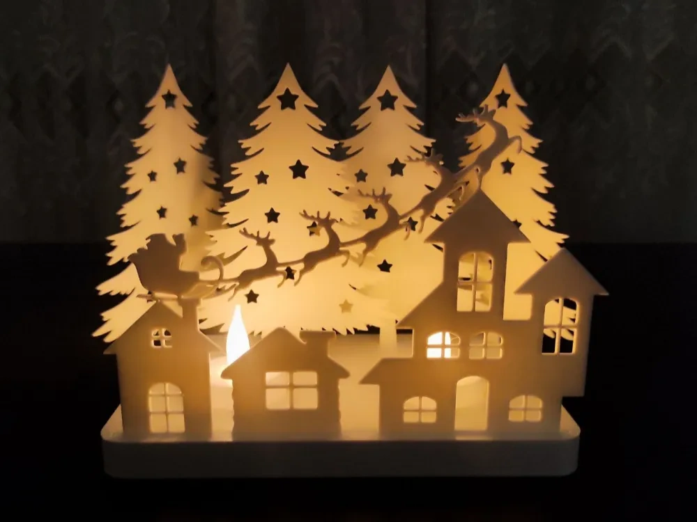 圣诞装饰 - 白色冬季村庄 来自 BlueShadovv MakerWorld：免费下载 3D 模型