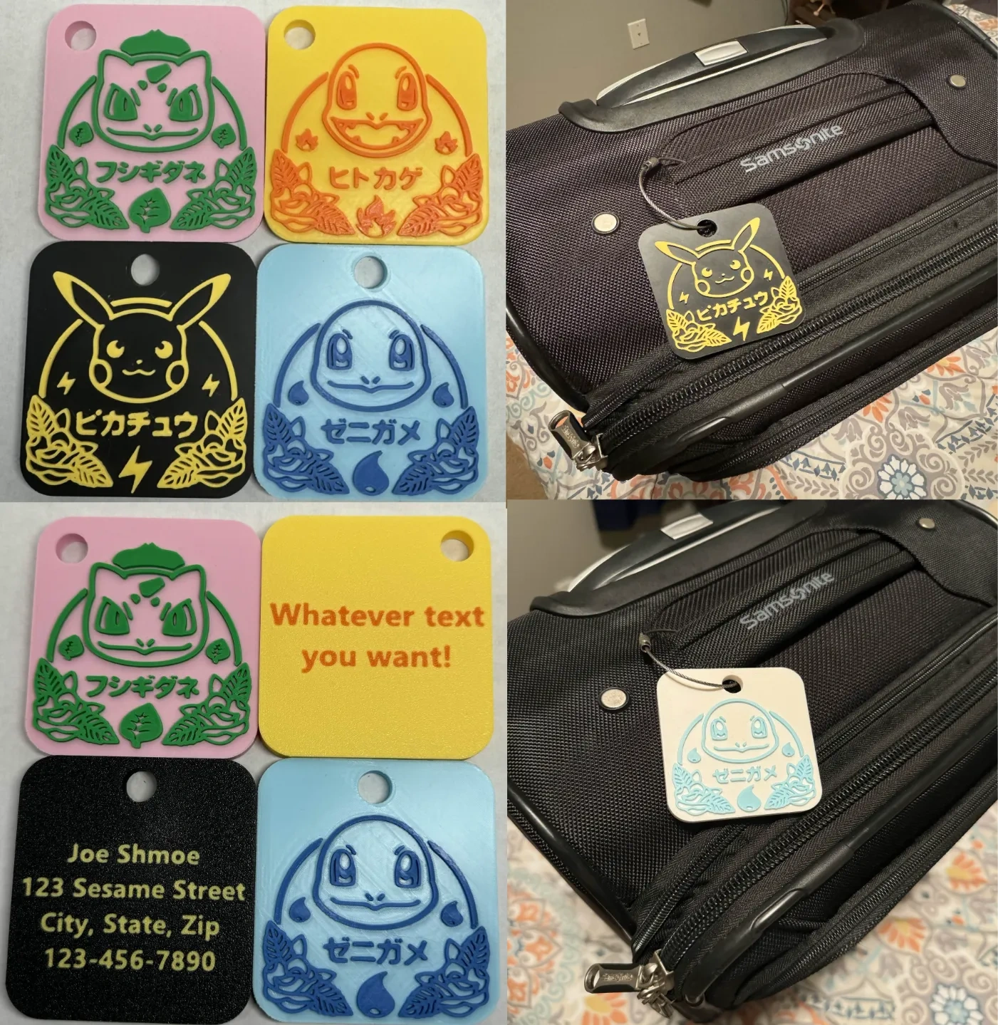 Custom Pokémon Luggage Tags, Personalized Travel 来自 AlinedBy3DPrinting ...
