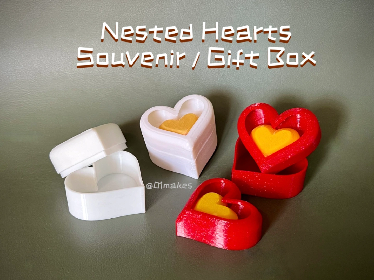 Nested Hearts Wedding Souvenir Decorative Gift Box 来自 01makes - MakerWorld