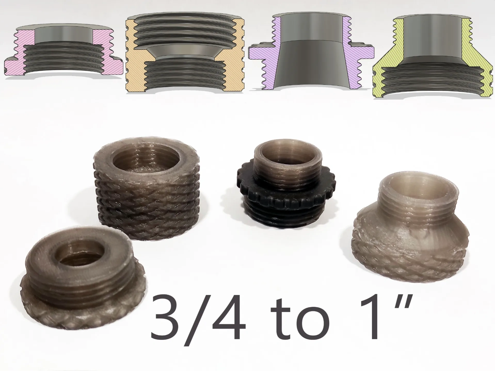 3/4 to 1 inch pipe thread adapters and couplers 来自 We Be Printin ...