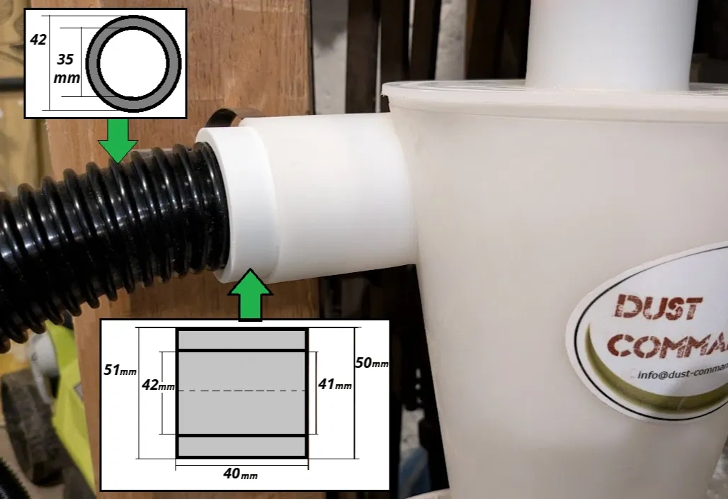 Dust Commander cyclone adapter 50-42 for 35mm hose 来自 Raspi748 - MakerWorld