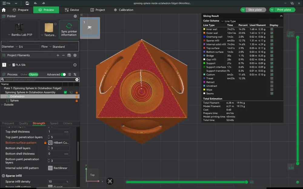 八面体内的旋转球体 | 解压玩具 来自 Endless Design Lab 🌀 MakerWorld：免费下载 3D 模型