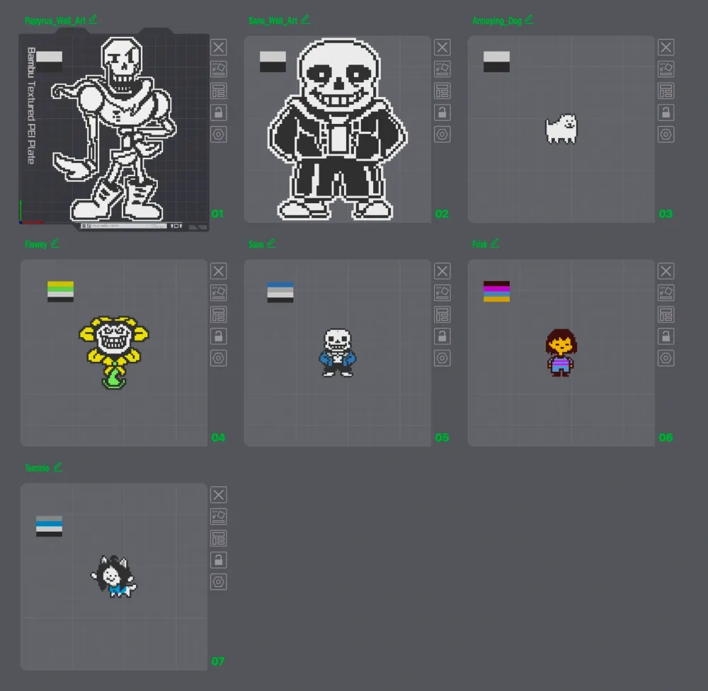 Undertale 钥匙扣和墙艺包 - 免费 3D 打印模型 - MakerWorld