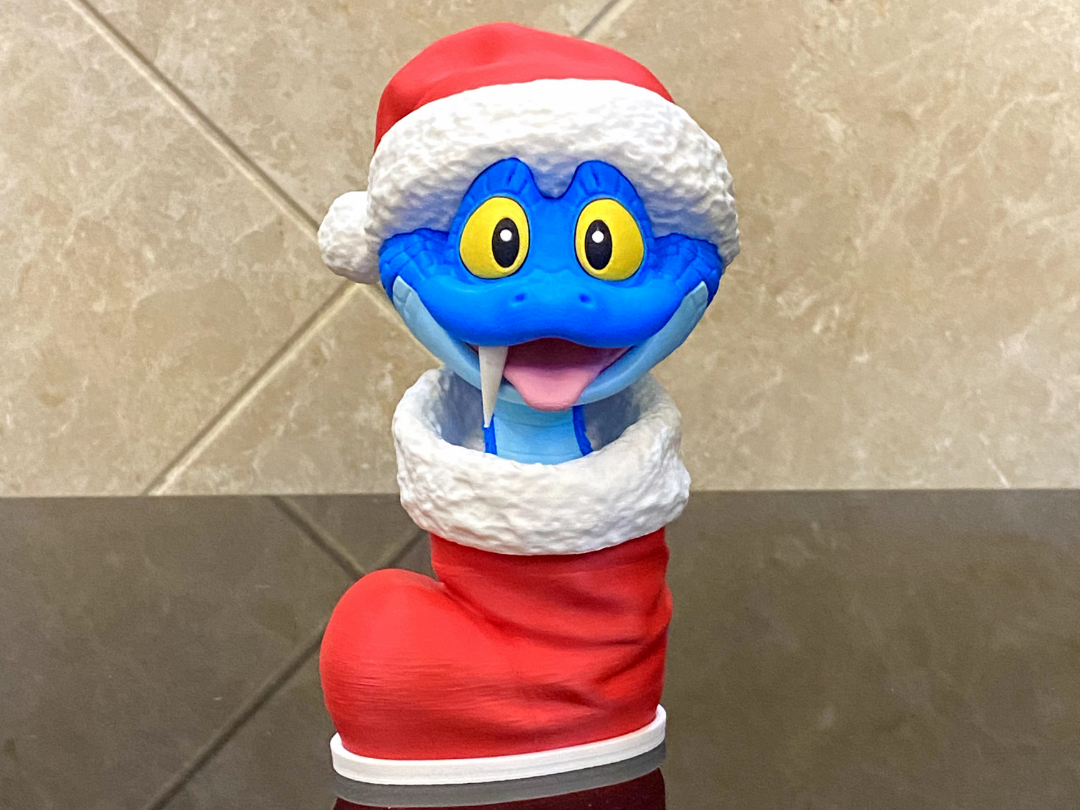 疯狂动物城Q版圣诞盖瑞蛇Christmas Gary 多色（无需AMS）圣诞帽 圣诞靴 来自 浩子 MakerWorld：免费下载 3D 模型