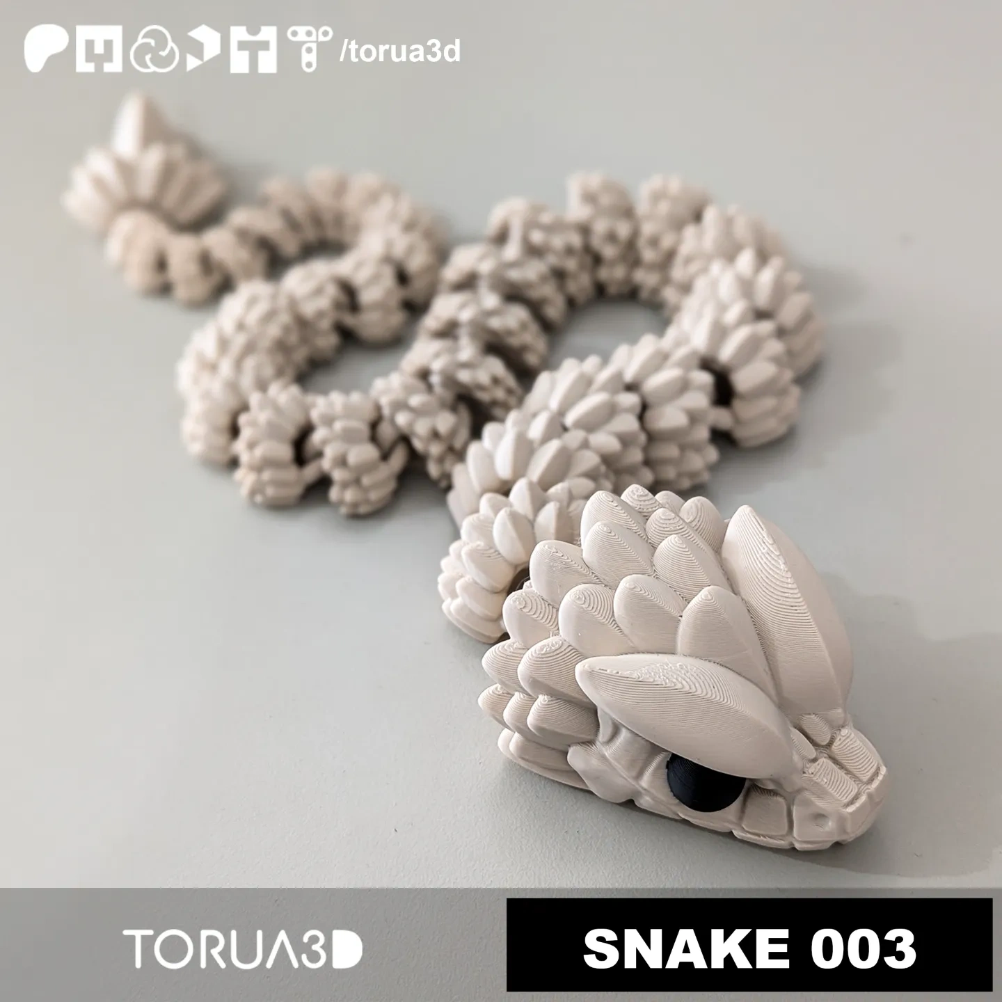 可活动关节蛇 003 - 一体打印 - 3mf - STL 来自 TORUA3D MakerWorld：免费下载 3D 模型