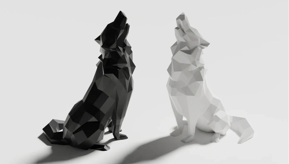 无需支撑的低多边形嚎叫狼 来自 BP3D - MakerWorld