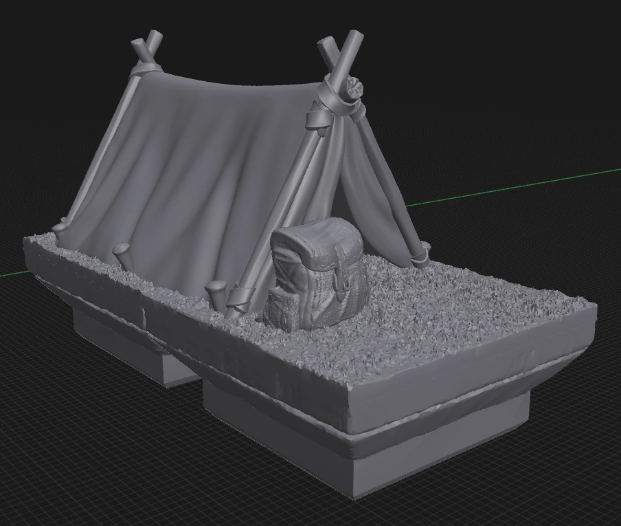 Tent & Pack - Dirt Grass Terrain - DungeonBlocks 来自 Lamchopps - MakerWorld
