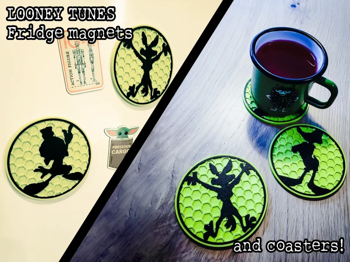 Looney tunes themed fridge magnets/coasters 来自 zanttux MakerWorld：免费下载 ...