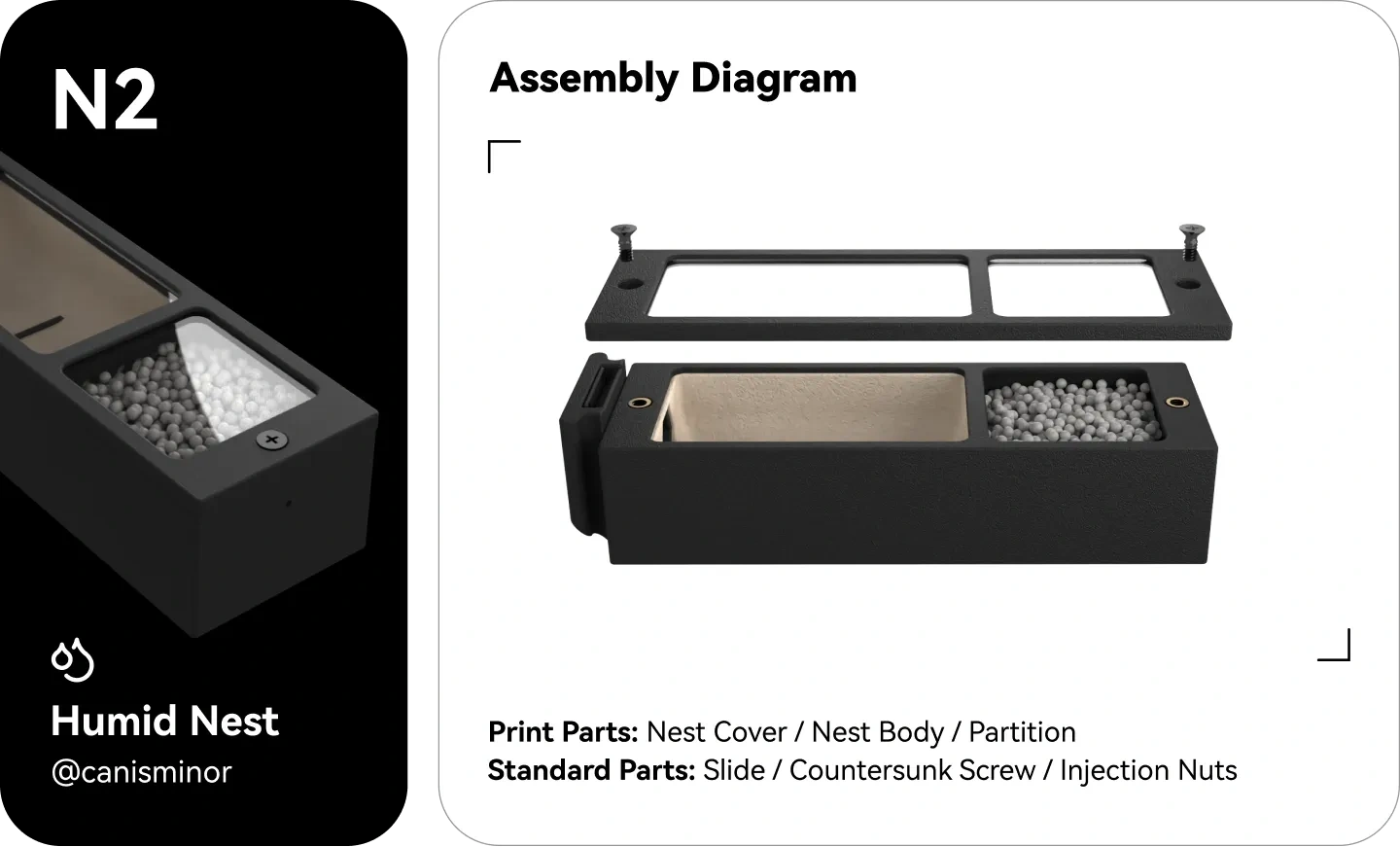 Slide Ant Nest 载玻蚁巢 N2 保湿巢体模块 来自 CanisMinor MakerWorld：免费下载 3D 模型