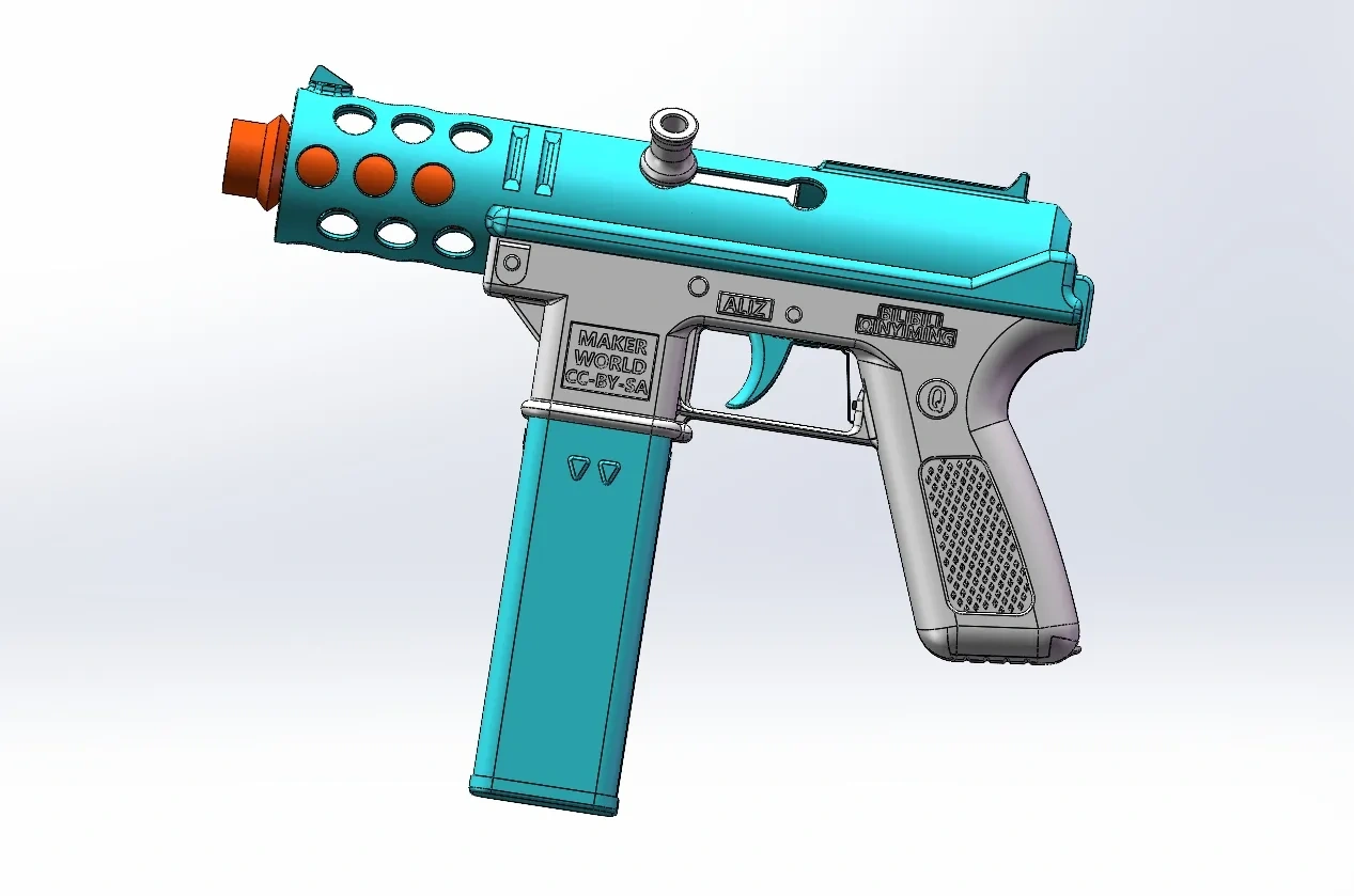 TEC-9 / T-15 water toy gun by QYM 3D 脑洞造物秦一鸣 MakerWorld: Download Free ...