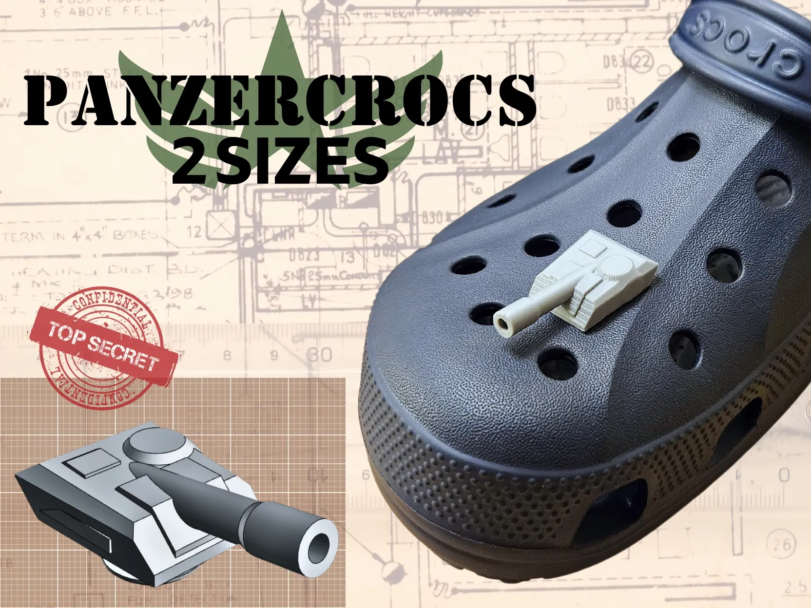 Tank Turrets Crocs魅力-两种尺寸 来自 The Ingenious Tinkerer - MakerWorld